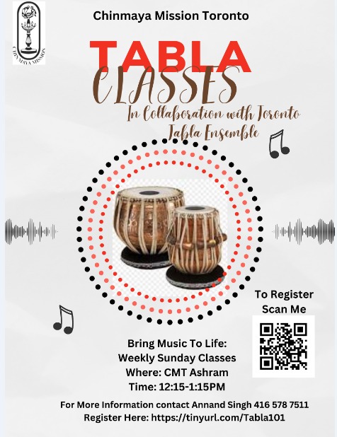Weekly Tabla Classes on Sundays, 12:15-13:15 at Chinmaya Shivalaya ...